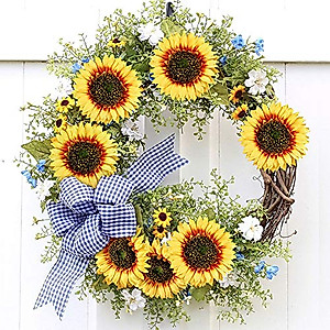 Mocoosy 16 Pcs 5.5 Inch Artificial Silk Sunflower Heads, Large Fake Sunflowers Bulk, Yellow Faux Sunflower Heads Artificial Flowers Decorations for Christmas Tree Home Party Wedding Decor