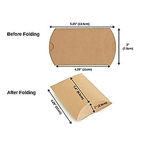 50pcs Kraft Pillow Boxes with 50pcs Silver Elastic Ties - Jewelry Packaging - Gift Card Holder - Soap Packaging - Small Gift Box, Wedding Favors