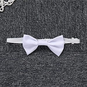 Summer Baptism Outfits for Boys Baby Boy Gentleman Suit Christening Outfit Dedication White Dress Shirt Romper Bowtie Infant Baptismal Outfit Easter Wedding Tuxedo Formal Suit All White 3-6 Months