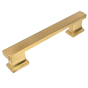 Cosmas 5 Pack 702-96BB Brushed Brass Contemporary Cabinet Hardware Handle Pull - 3-3/4" Inch (96mm) Hole Centers