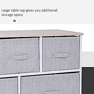 HOMCOM 40" L 5 Drawer Horizontal Storage Cube Dresser Unit Bedroom Organizer Livingroom Shelf Tower with Fabric Bins