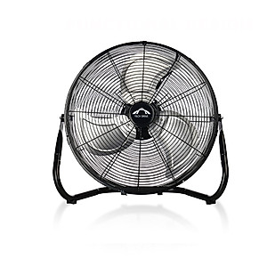 Tech Drive High Velocity Floor Fan,12 inch Heavy Duty Metal Industrial Fans,3 Powerful Speed,360° Adjustable Tilting and All Metal Construction, Black