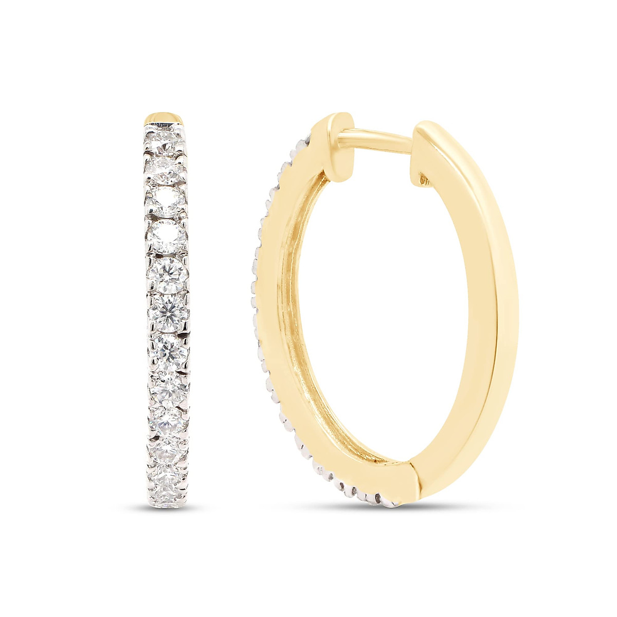 SAVEARTH DIAMONDS 1 1/10 ct.t.w Round Cut Lab Created G-H Color Moissanite Diamond Hoop Earrings In 14K Yellow Gold Over Sterling Silver Jewelry For Women Engagement Wedding, (1.10 Cttw, VVS1 Clarity)