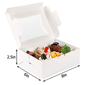 Moretoes 36pcs Cookie Treat Boxes 8 Inch White Bakery Boxes with Window for Cookie, Pastry, Dessert, Chocolate Covered Strawberry and Candy Gift Giving(8x6x2.5 In)