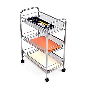 Mind Reader 3-Shelf All Purpose Mobile Utility Cart, Silver