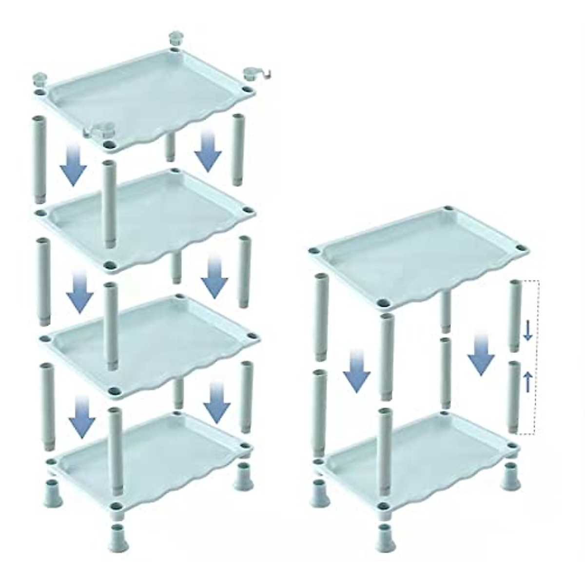 4-Tiers Normal Rectangular Multifunctional Storage Shelf Organizer Narrow Storage Rack for Kitchen or Bathroom (Blue+Yellow)