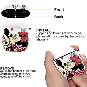 Airpods Case Designed for Apple AirPods 2 & 1,Full Protective Case Cover with Keychain and Lanyard,Shockproof Anti Case for Airpods Charging Case (Mickey and Minnie)