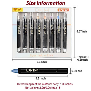 evpct 8Pcs Cream Eye Shadow Sticks Palette Makeup Set for Eyes Waterproof, Pearl White Smokey Black Gray Khaki Royal Blue Vioiet Purple Silver Cream Shimmer Glitter Eye Shadow Stick Liner Pencils 01