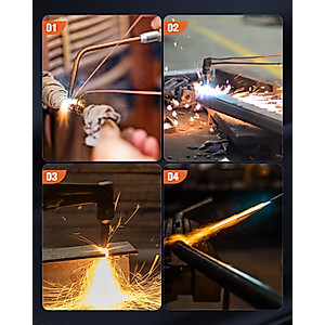 Gas Welding Cutting Kit Oxygen Acetylene Torch Portable Tool Set Oxy Brazing Welder Kit Professional Precision Instrument with Two Hose, Tips, Goggles, Blue Carrying Case