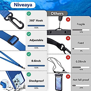 Niveaya 3D Waterproof Phone Case, IPX8 Shockproof Waterproof Phone Pouch Dry Bag for iPhone 14 13 12 11 Pro Max SE 2020 XS Max XR X 8 7 6s Plus S10 S9 S20 S21 Note 20/10. Dark Blue