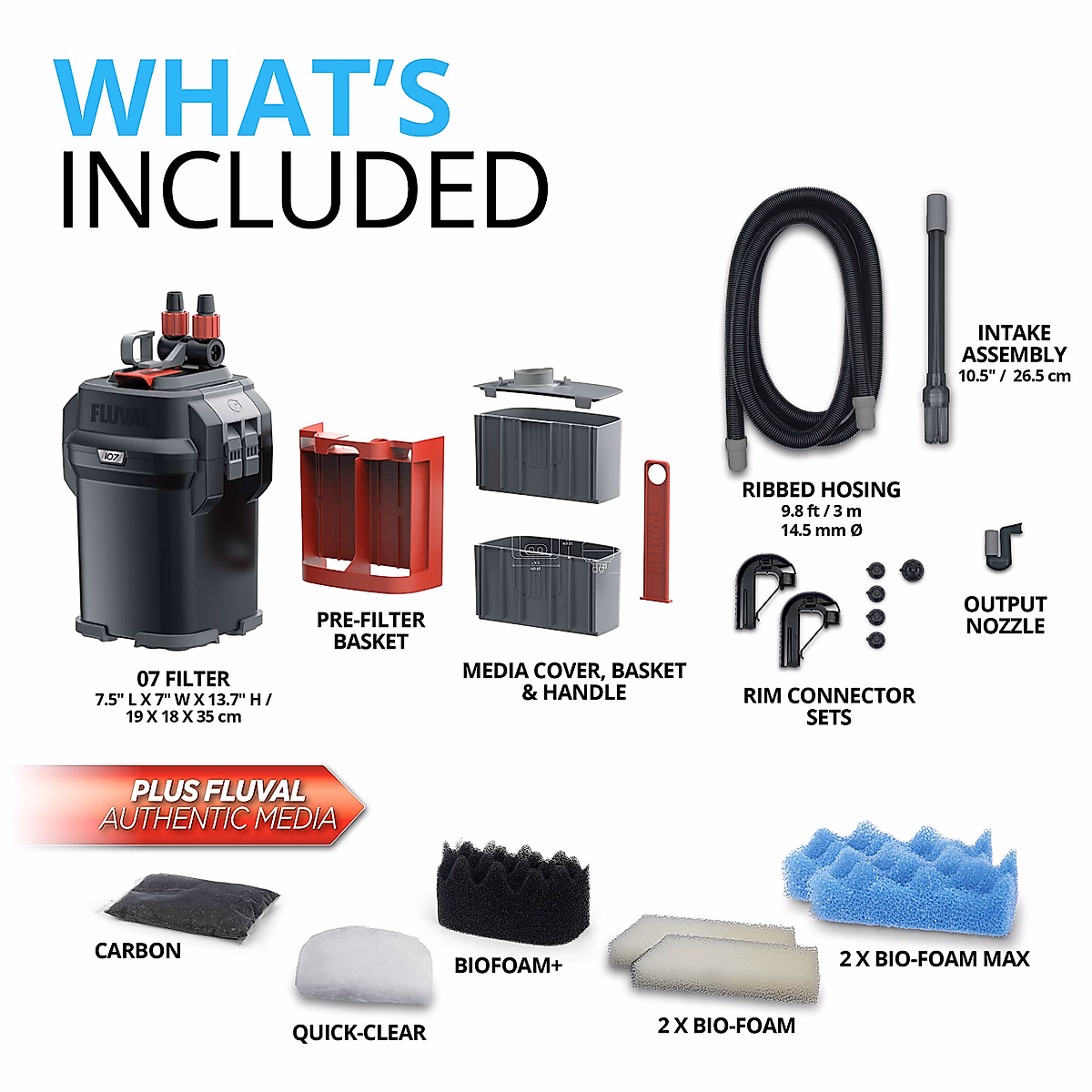 Fluval 107 Perfomance Canister Filter - for Aquariums Up to 30 Gallons - Aquarium Canister Filter