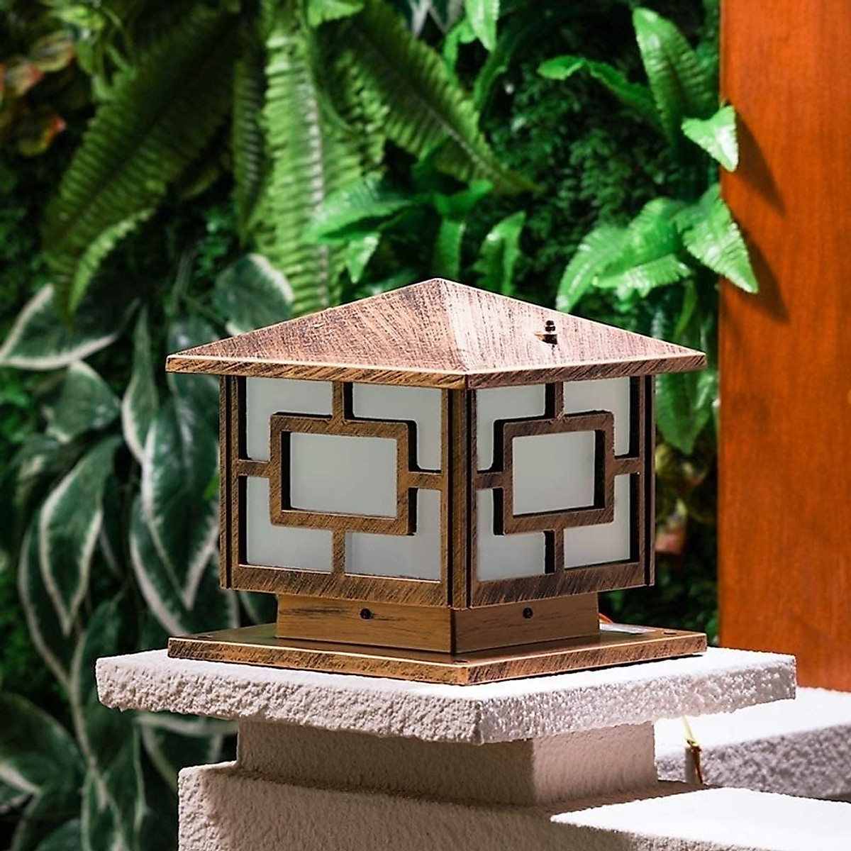 XMFXIAO Column Headlight Outdoor Waterproof Aluminum Glass Stigma Lamp Garden Light Pillar Wall Light Garden Villa Home Super Bright Door Post Light E27 Lighting Floor Lamps