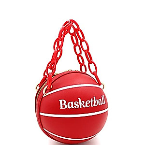 Multicolored Graffiti Print Round Ball Shape Unique Clutch Top-Handle Satchel Handbag (Ball Shape w/Plastic Chain (Smaller) - Red)