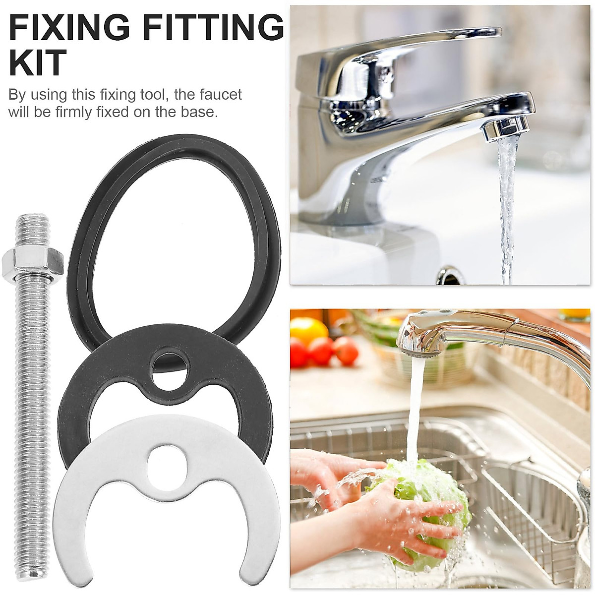 DOITOOL Faucet Fixing Bracket 1 Set Faucet Mounting Nut and Washer Faucet Lock Nut Faucet Mounting Kit Stainless Steel Kitchen Faucet Fastener Accessories for Kitchen Tap Sink Replacement Repair