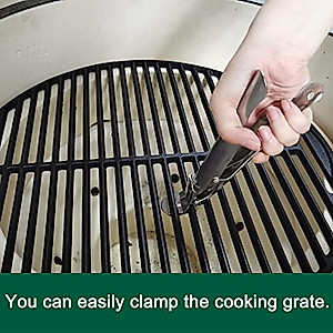 Quantfire Grill Grate Lifter Gripper, Stainless Steel Grate Grabber, Grill Grate Lifter Tool for Big Green Egg,Kamado Joe,Charcoal Grill Smoker,Weber,Primo,Grill Dome
