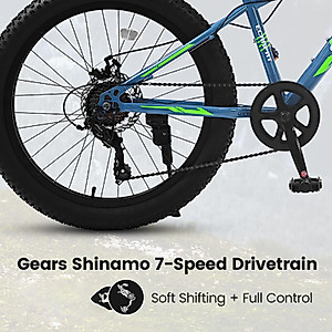 ZLECTIO Mountain Bike with 7 Speeds and High-Carbon Steel Frame, 24 Inch Fat Tire Bikes for Men and Women, Adult/Youth Road Bicycle for Urban Commuter