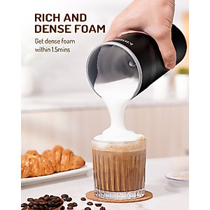 KIDISLE 4-in-1 Milk Frother and Steamer, Electric Milk Steamer with Keep Warm Function, Automatic Warm and Cold Foam Maker for Coffee, Latte, Hot Chocolate, Cappuccinos, Macchiato, Black