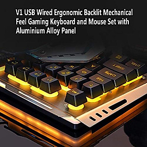 USB Wired Gaming Keyboard with Multimedia Function Keys Backlit Ergonomic Gaming Keyboard Mouse Set for Laptop PC