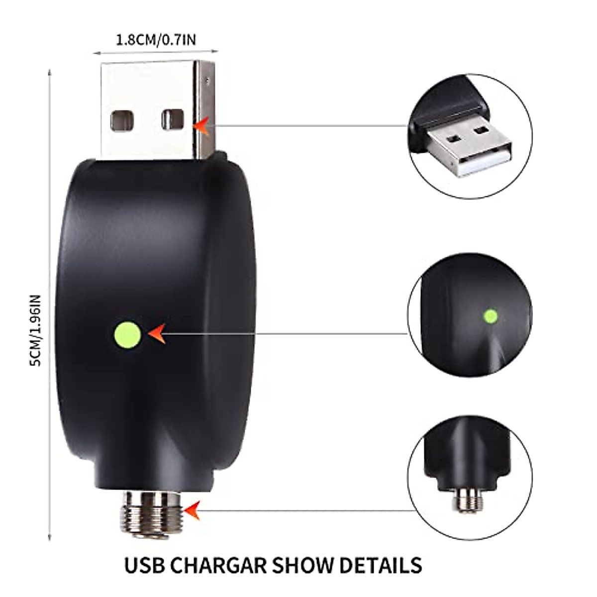 USB Thread Charger Cable | 3 PCS | Built - in LED Indicator | Compatible for Portable USB Charger Adapter | Intelligent Overcharge Protection |