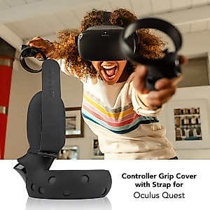 KIWISMART Touch Controller Grip Cover & Knuckle Strap for Oculus Quest/Oculus Rift S Touch Controller Grip Accessories with Adjustable Wrist Strap (Not for Oculus Quest 2)