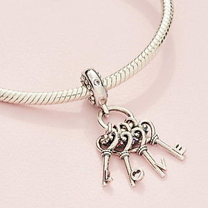 Pandora Jewelry Keys of Love Dangle Crystal and Cubic Zirconia Charm in Sterling Silver