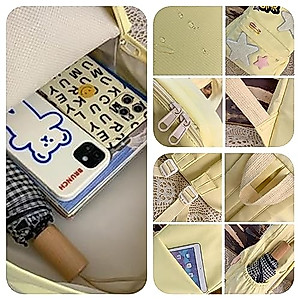 irLocy Star Backpack Y2K Backpack Preppy Backpack Aesthetic Backpack with Embroidery Patch Y2k Accessories (pink)