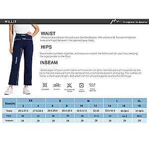 Willit Women's Cotton Sweatpants Exercise Athletic Pants Yoga Lounge Open Bottom Pants with Pockets 28" Navy Blue S