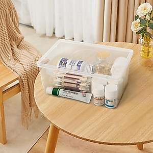 Ganydet Clear Storage Box with Lids, Storage Bins Plastic Clear Box Craft Organizers and Storage, Small Containers Stackable Case Box for Nail Polish Bead Sewing Tool, 4 pack, 7.48'' x 4.8'' x 3.81''