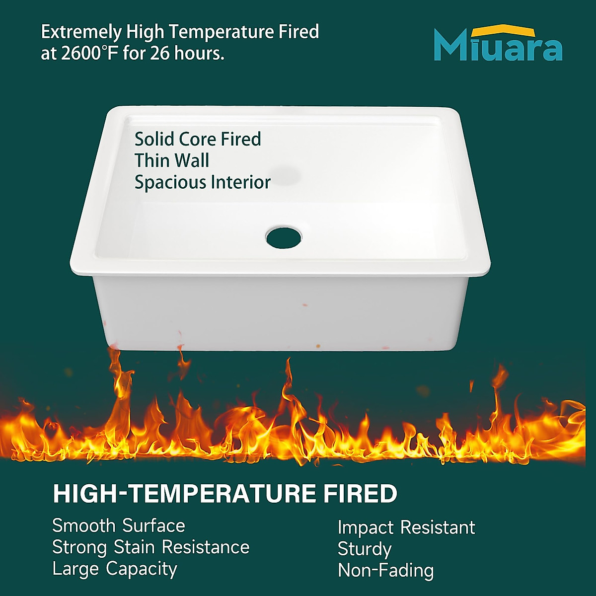 Miuara White Workstation Kitchen Sink 33 Inch - Large Undermount Kitchen Sink 33"x22", 9" Deep White Kitchen Sink Drop In, Single Bowl Topmount Fireclay Sink for Kitchen, with 4 Custom Accessories