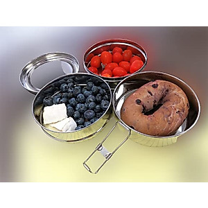 Sharvgun Stainless Steel Food Grade Bento Vintage Wire Tiffin Box, Traditional Indian Lunch Box,Tiffin Box,Food Container,Indian Tiffin, Food storage container 10 cm (3 Tier)