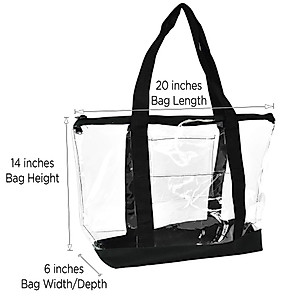 DALIX Clear Shopping Bag Security Work Tote Shoulder Bag Womens Handbag in Black Trim