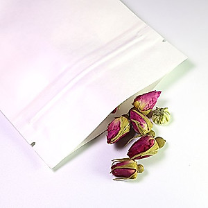 QQ Studio Pack of 100 White Kraft Side Gusset Flat Bottom w/Translucent Display Window Stand-Up Zip Seal Bags (10x20+6cm (3.9x7.8+2.3"))