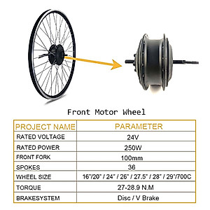 ZYXU Electric Bike Conversion Kit 48V500W E-Bike Conversion Kit Electric Bike Kit E-Bike Electric Bike Brushless Motor Hub 16" 20" 24" 26" 27.5" 28" 29" 700C, Front Wheel, with LED880 Display,16"