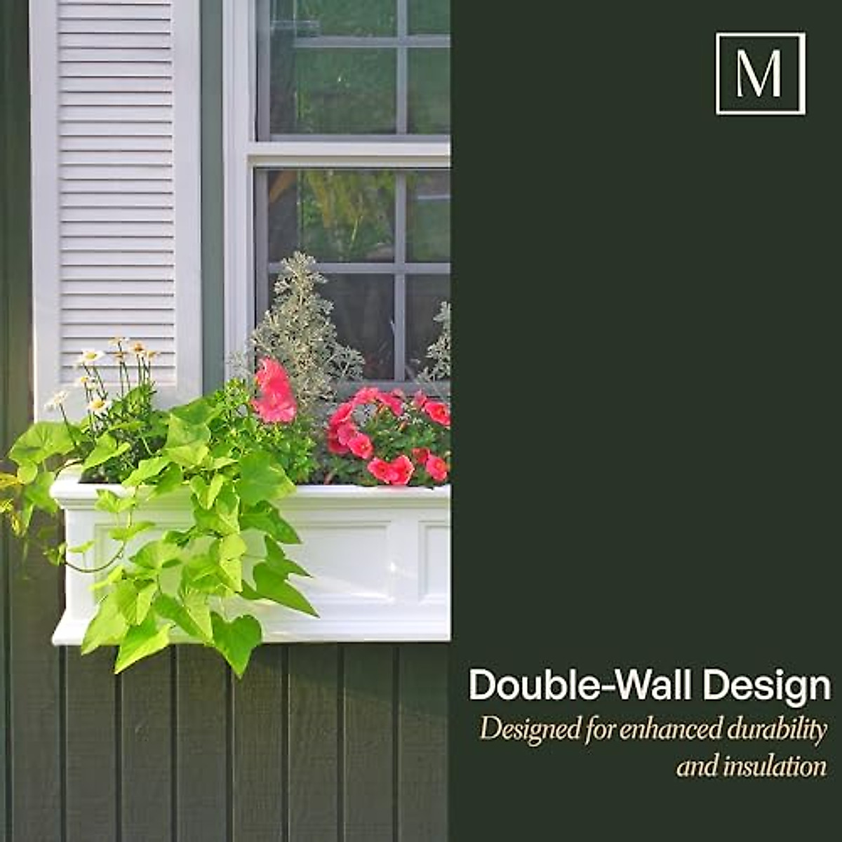 Mayne Fairfield 5-Foot Window Box – Self-Watering, Weather-Resistant Planter for Flowers – Durable Design for Outdoor Use, Perfect for Windows, Railings, or Fences