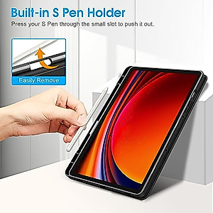 Fintie Slim Case for Samsung Galaxy Tab S9 11 Inch 2023 Model (SM-X710/X716B/X718U) with Built-in S Pen Holder, Soft TPU Smart Stand Back Cover Auto Wake/Sleep Feature, Black