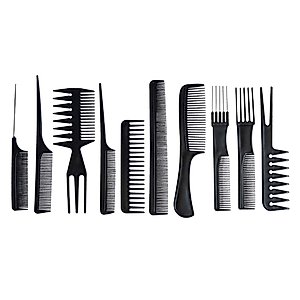 10PCS Black Hair Comb Set Hair Styling Comb for Women Men Kids Hairdressing Hair Cutting Combs for Hair Styling Tool