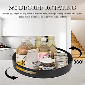 FYY Lazy Susan Turntable Cabinet Organizer Spice Storage Rack, 360 Degree Rotating Spice Rack Metal Lazy Susan for Cabinet Pantry Kitchen Countertop Refrigerator Table Storage Single Layer Black