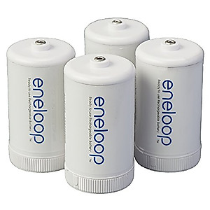 Panasonic BQ-BS1E4SA eneloop D Size-Battery Use With eneloop Ni-MH-Rechargeable AA-Battery Cells-Adapters , 4 Pack