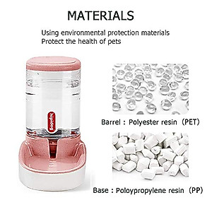 Automatic Cat Feeder Automatic Dog Water Dispenser 1 Gallon Double Bowl Design for Cats or Small Pets (Pink Water)