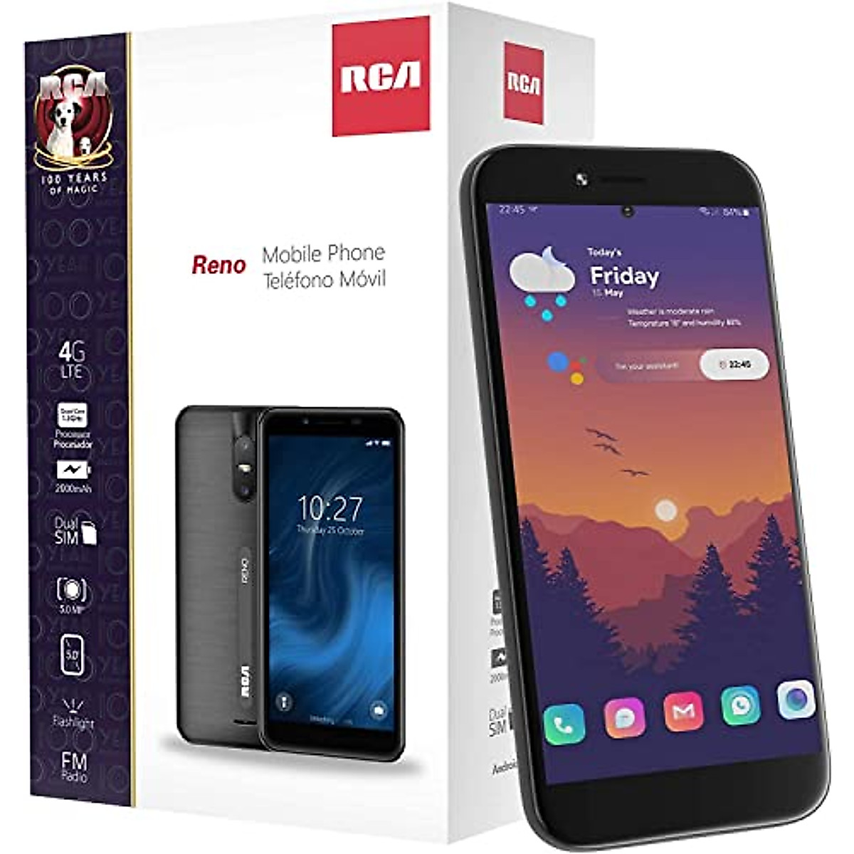 RCA Reno Smartphone, 4G LTE, 16GB, Android 11, Black - GSM Unlocked, 5.0-inch