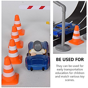 NUOBESTY Traffic Signs for Kids 7Pcs Mini Plastic Traffic Cones Training Roadblock Cones Mini Orange Cones for Multipurpose Construction Theme Party Sports Activity Cones- Orange Small Cones