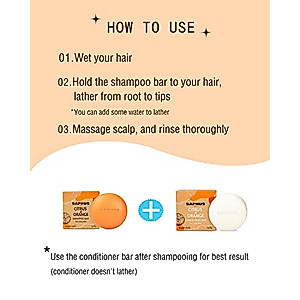 SAPHUS Bar Shampoo and Conditioner Bar Set for Dry & Curly Hair, Argan Oil Solid Shampoo Bar and Conditioner Bar Soap for Strengthening, Cleansing & Moisturizing, Travel Size, Zero Waste, 2pc Set