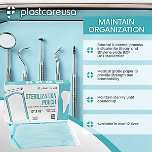 2000 Bulk Sterilization Pouches, Sterilizer Autoclave Bags for Sterilizing Cleaning Medical and Dental Instruments Tools, 10 Boxes of 200 (10" x 16")