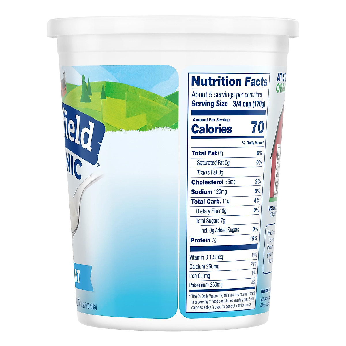 Stonyfield Organic Nonfat Yogurt, Plain, 32 oz.; Multiserving Yogurt Snack & Cooking Substitute