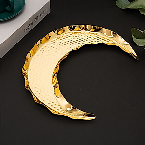 Eid Mubarak Decorations Moon Food Serving Tray Food Serving Plate Fruit Dessert Plates Dessert Food Storage Container Ramadan Muslim Islamic Party Golden Eid Mubarak Tray