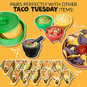 Taco Tuesday 8-Inch Tortilla Warmer, Perfect for Pitas, Flat Breads, Pancakes, Waffles, Microwave Safe, Green