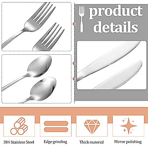 4 Pack Portable Stainless Steel Utensil Set with Case Travel Reusable Silverware Flatware Set 4-piece Camping Cutlery Include Fork Spoon Knife with Case for Office School Picnic Dishwasher Safe