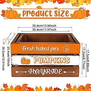 Sintuff 2 Pcs Fall Wooden Crates for Display Thanksgiving Wooden Boxes Rustic Nesting Wood Crates Farmhouse Storage Container for Harvest Thanksgiving Party Storage Gift