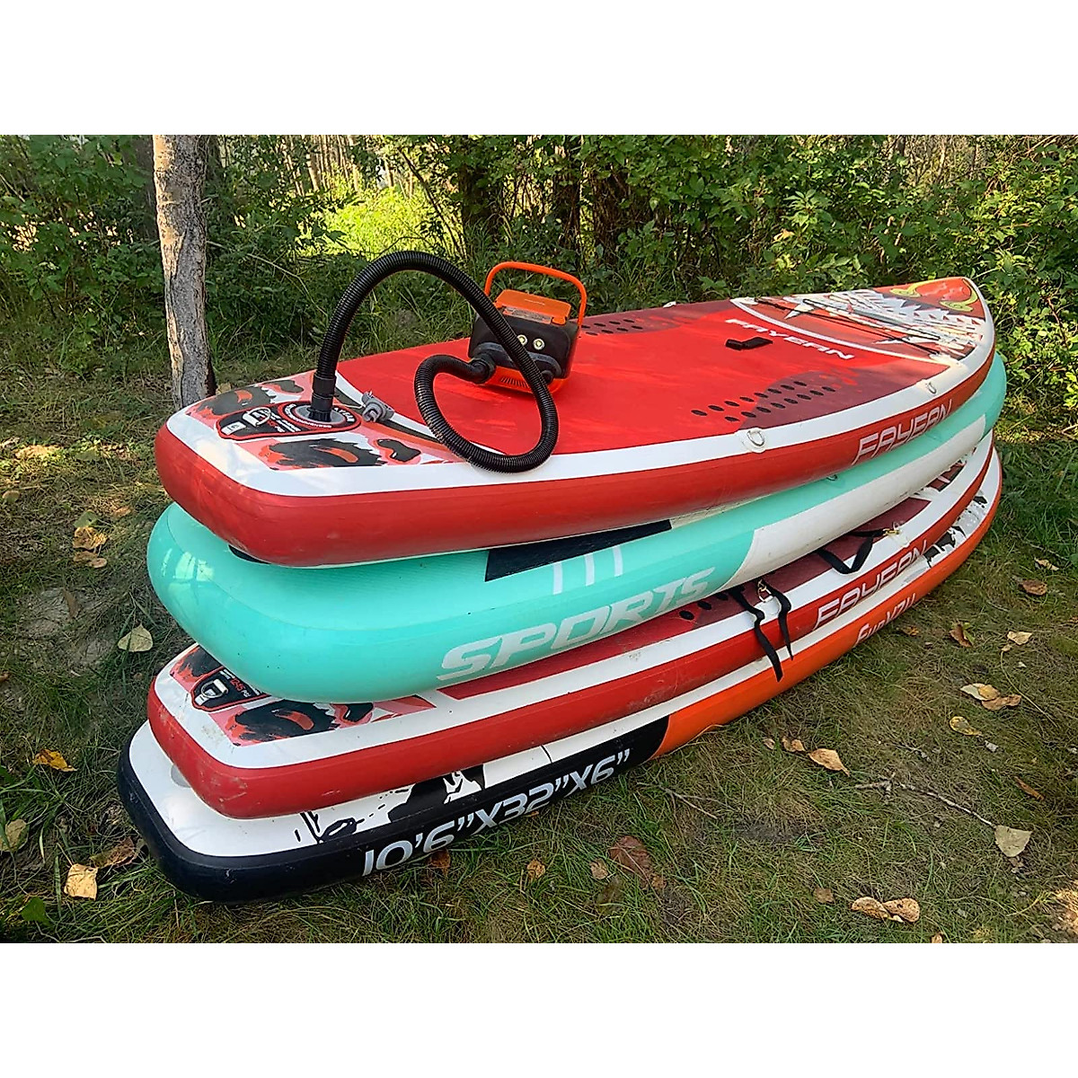 Tuomico Rechargeable Paddle Board Pump 16PSI Sup Air Pump with Battery,Electric Portable ISUP Pump for Inflatable Boat,Kayak,Tent with Inflation and Deflation Function