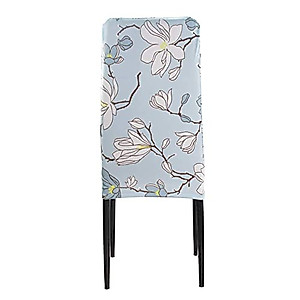 Hooshing Stretch Chair Covers Washable Durable White Mangnolia for Dining Room Set of 2